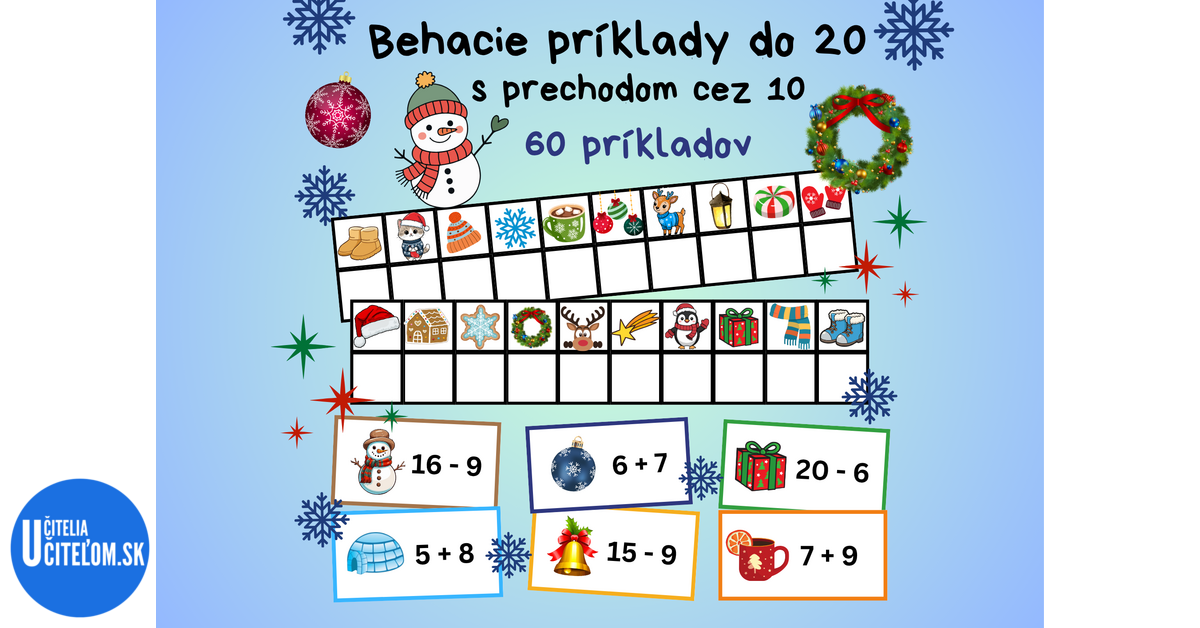 Behacie zimné príklady do 20 - Matematika | UčiteliaUčiteľom.sk