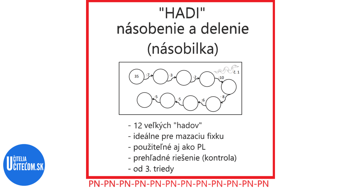 „HADI“ násobenie a delenie (násobilka) - Matematika | UčiteliaUčiteľom.sk
