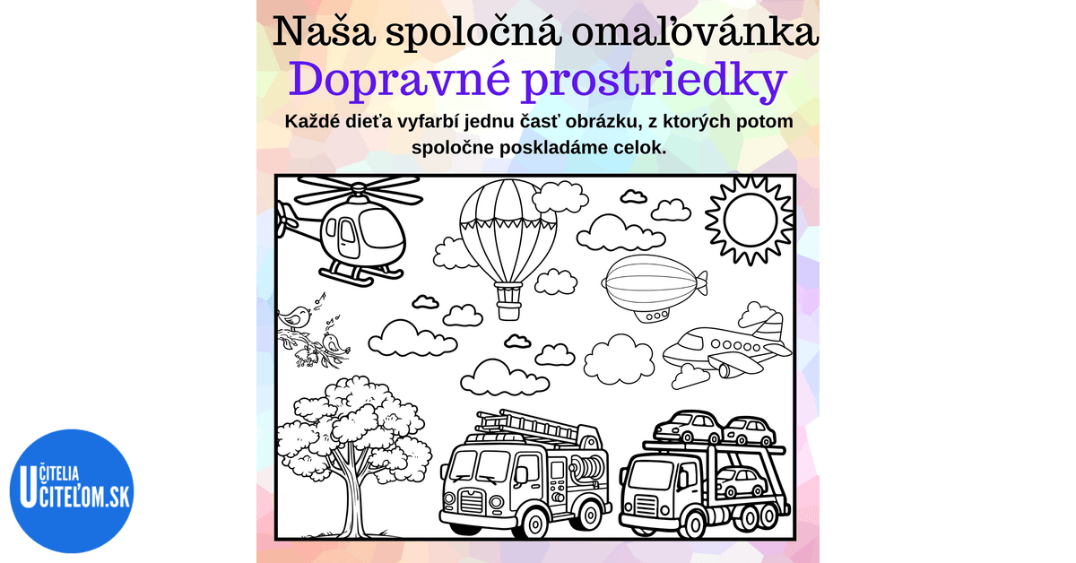 Dopravné prostriedky – veľká spoločná omaľovánka (2, 8 a 18 dielov ...